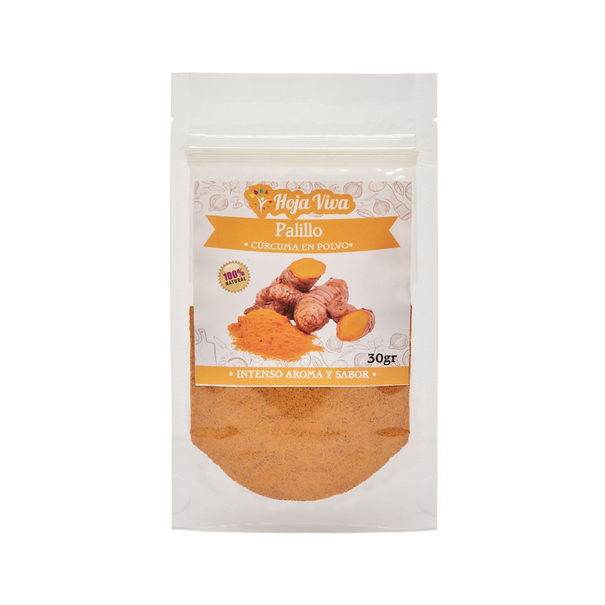 HOJA VIVA CURCUMA EN POLVO EN BOLSA 30GR