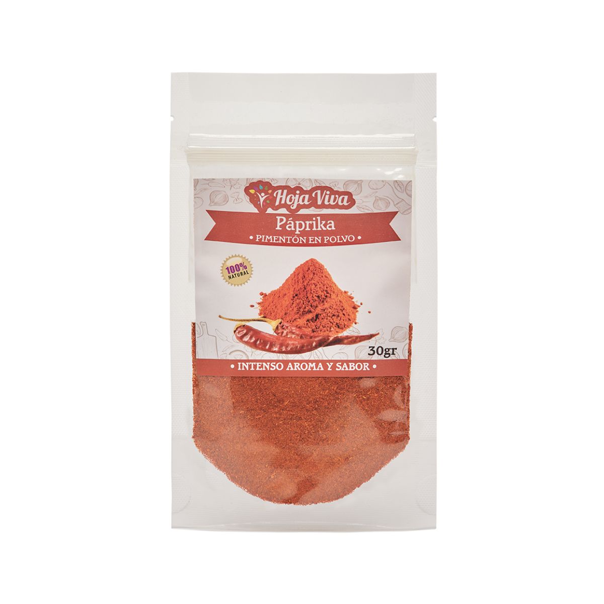 HOJA VIVA PAPRIKA PIMENTON EN POLVO EN BOLSA 30GR