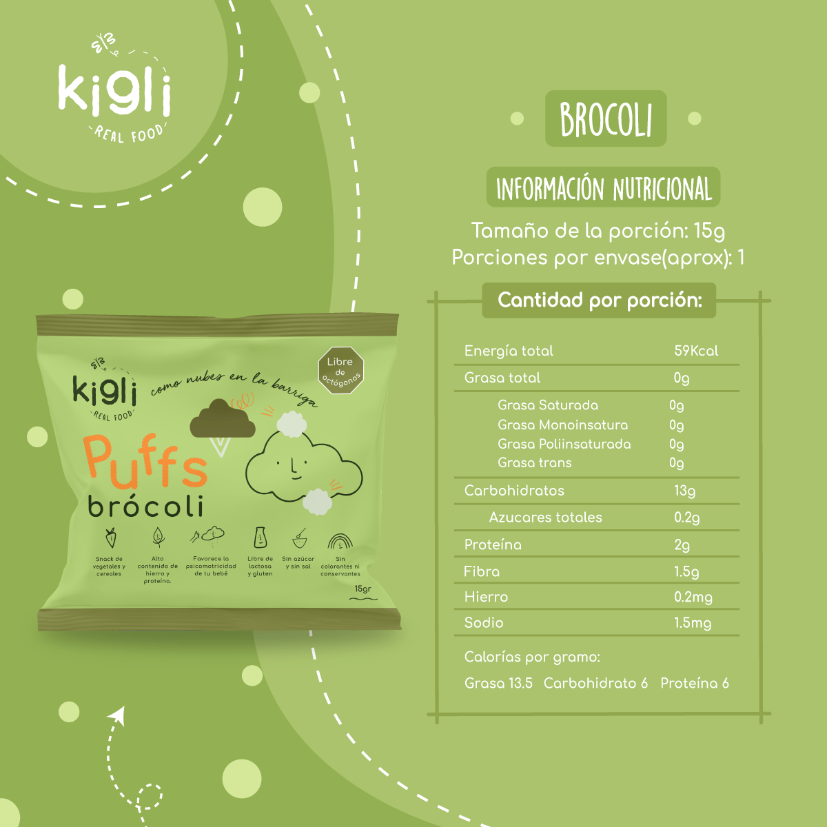 KIGLI PUFFS BROCOLI 15GR